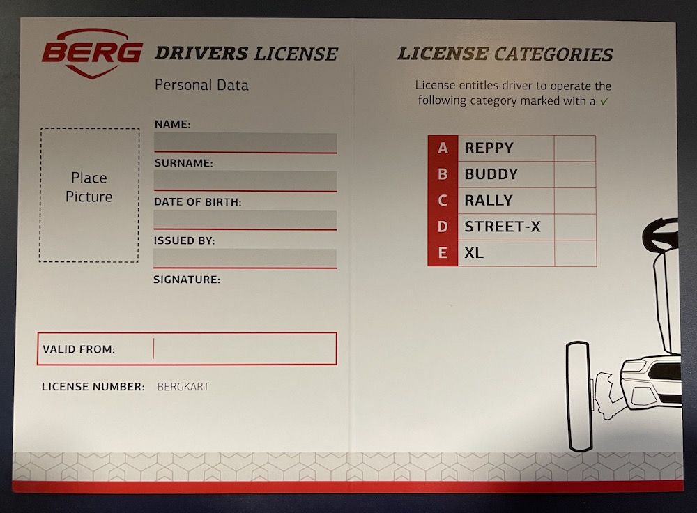BERG Gokart Führerschein Drivers License - Gokarthof Onlineshop
